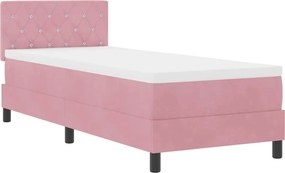Postel s boxspringem s matrací s čelo Růžová 80 x 200 cm samet 3339073