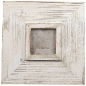 Bílý antik dřevěný fotorámeček s patinou - 25*2*25 cm / 9*9 cm