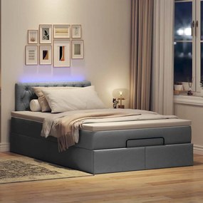 Osmanská postel s matrací &amp; LED tmavě šedá 120x190 cm látka 3312375