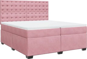 Box spring postel s matrací růžová 200x200 cm samet 3293319
