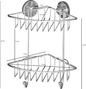 Rohová koupelnová police BARI, Vacuum-Loc, 2 úrovně – chromovaná ocel, WENKO