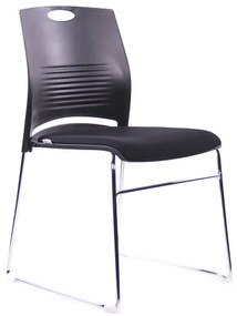 Jednací stohovatelná židle Sego STREAM – čalouněný sedák, více barev Černá