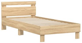 Rám postele s čelem dub sonoma 90 x 190 cm kompozitní dřevo - Default Title