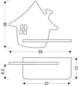 LED Dětské nástěnné svítidlo s poličkou HOUSE LED/4W/230V zelená/dřevo