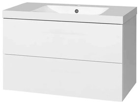 Mereo, Aira, koupelnová skříňka s umyvadlem z litého mramoru 101 cm, bílá CN712M