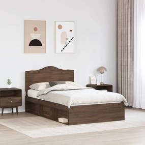Rám postele s čelo Hnědý dub 120 x 190 cm Masivní borové dřevo 3413341