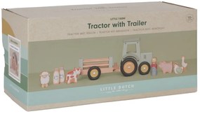 Little Dutch Dřevěný traktor s přívěsem Farma