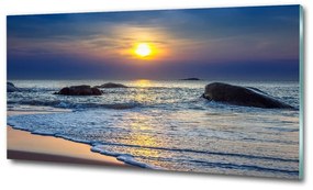 Wallmuralia Foto obraz skleněný horizontální Západ slunce moře 100x50