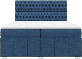 Box spring postel s matrací modrá 200x200 cm textil 3294088