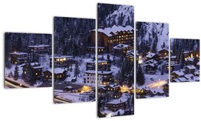 Obraz - horské zimní městečko (125x70 cm)