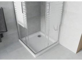 Mexen Rio čtvercový sprchový kout 90 x 90 cm, 5mm sklo, čiré sklo/pásy, chromový profil + slim sprchová vanička 5cm, 860-090-090-01-20-4010