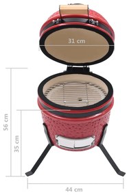 vidaXL Zahradní gril a udírna 2 v 1 Kamado keramický 56 cm červený