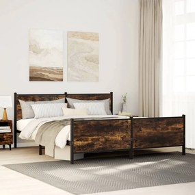 Kovový rám postele bez matrace kouřový dub 180 x 200 cm 3301355