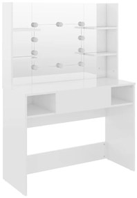 vidaXL Kosmetický stolek s LED světly 100x40x135 cm MDF zářivě bílý