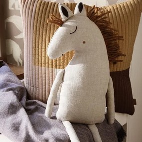 ferm LIVING Dětský dekorativní polštářek Sleepy Horse, krémová barva, textil