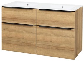 Mereo Mereo, Mailo, koupelnová skříňka s keramickým umyvadlem 121 cm, bílá, dub, antracit, CN523B