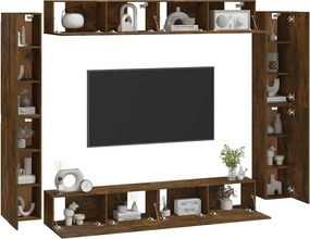 8dílný set TV skříněk kouřový dub kompozitní dřevo 3114299