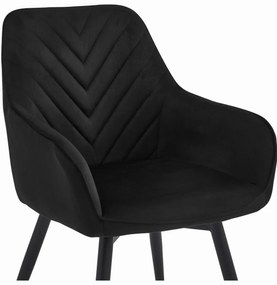 Otočné jídelní křeslo NANA360 VELVET, černé