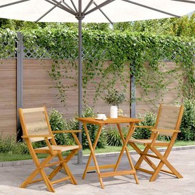 3dílný bistro set béžový polypropylen a masivní dřevo 3281807