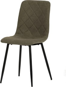 Jídelní židle MARTA - hnědá látka / černé kovové nohy