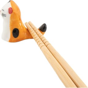 Bílá/oranžová podložka na hůlky 2 ks z porcelánu pro 5 osob Cat – Sass &amp; Belle
