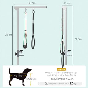 PawHut Pet Grooming Arm Skládací pečovatelské rameno se svorkou, nastavitelné pečovatelské rameno pro psy s držákem na hrb, pro střední psy| Aosom