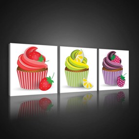 Postershop Obraz na plátně: Cupcakes - set 3ks 25x25cm