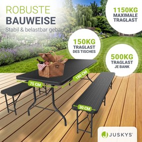 Juskys Skládací pivní set Amberg 180 cm v ratanovém vzhledu