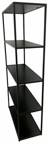 Pětipolicový kovový regál černá, 160 x 80 x 33 cm