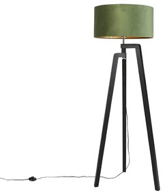 Stojací lampa stojan černá se zeleným stínítkem a zlatem 50 cm - Puros