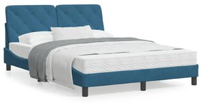 Rám postele s čelem modrý 120 x 200 cm samet