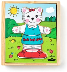 Woody Puzzle šatní skříň Kočička, 18 dílů