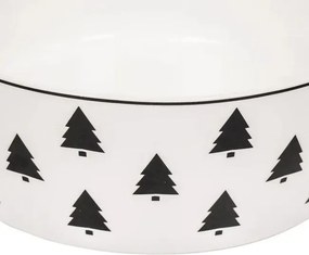 Krémová porcelánová salátová miska se stromky X-Mas Tree - Ø 17,5*6,5 cm
