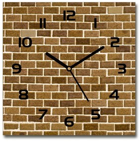 Wallmuralia Skleněné hodiny čtverec Zděná zeď 30x30 cm