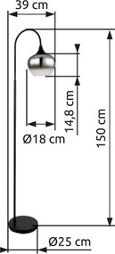 Globo 15548S - Stojací lampa MAXY 1xE27/40W/230V černá/kouřová