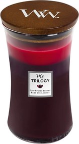 WoodWick vonná svíčka s dřevěným knotem velká Trilogy Sun Ripened Berries 609 g