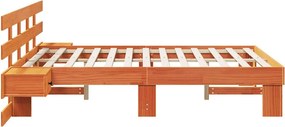 Rám postele s čelo Hnědá 140 x 190 cm Masivní borové dřevo 3385696