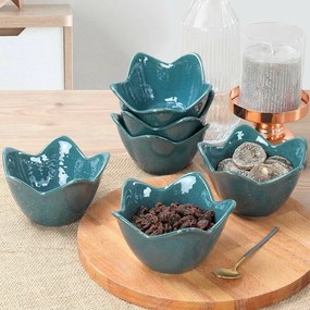 Sada 6 keramických misek Lotus 11,8 cm, tyrkysová