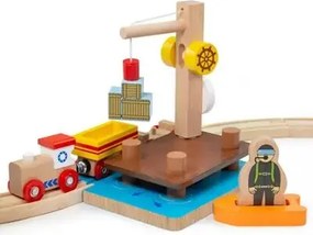 Bigjigs Rail Přístav s jeřábem, člunem a potápečem / od 3 let