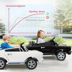 AIYAPLAY dětské elektrické auto 12V, dětské auto s 2,4 GHz dálkovým ovládáním, 2 motory, klakson, LED, hudba, bílá
