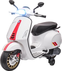 AIYAPLAY Elektrický motocykl pro děti od 3 let s licencí Vespa, 6V akumulátorový motocykl pro děti s USB MP3, LED světlem a FM rádiem, rychlost 3 km/h