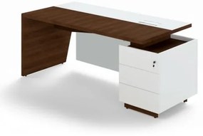 Kancelářský psací stůl TRIVEX s kontejnerem - 200x90 cm - dub Charleston/bílá - pravý - 3D5284
