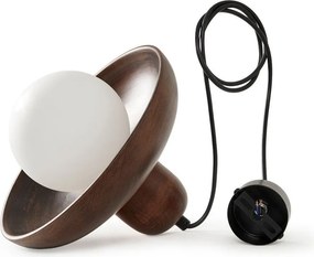 Hnědé závěsné svítidlo s dřevěným stínidlem ø 25 cm Elsa – Opviq lights