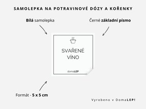 SVAŘENÉ VÍNO - omyvatelná samolepka na kořenky, výběr rozměrů Ø 5 cm / 5 x 5 cm / 6 x 8 cm | DomaLEP tvar: KOLEČKO, barva: BÍLÁ - ČERNÉ písmo, velikost: Ø 5 cm - tučné písmo