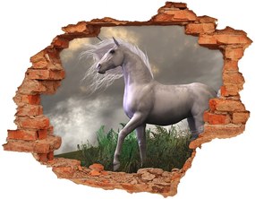 Wallmuralia Díra 3D fototapeta nálepka Šedý jednorožec 90x70 cm