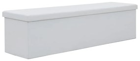 247092 vidaXL Skládací úložná lavice z umělé kůže 150 x 38 x 38 cm bílá