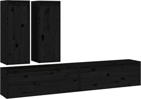 vidaXL TV skříňky 4 ks masivní borové dřevo [3100183] Barva: Černá