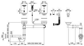 Deante Zorba, granitový dřez 780x435x180 mm B/O, 3,5" + prostorově úsporný sifon, 2-komorový, bílá, ZQZ_A203