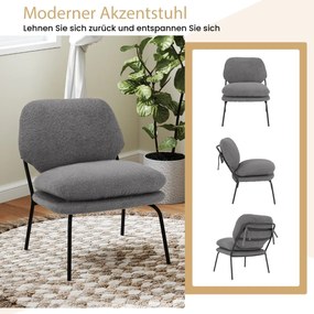 Costway Armless Accent Chair s Teddy Fleece potahem a křeslem pro volný čas