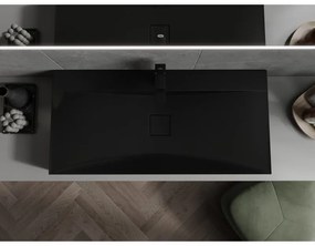 Mexen Poli, umyvadlo na desku z konglomerátu 1/O 100 x 48 cm, černá matná, 23021071